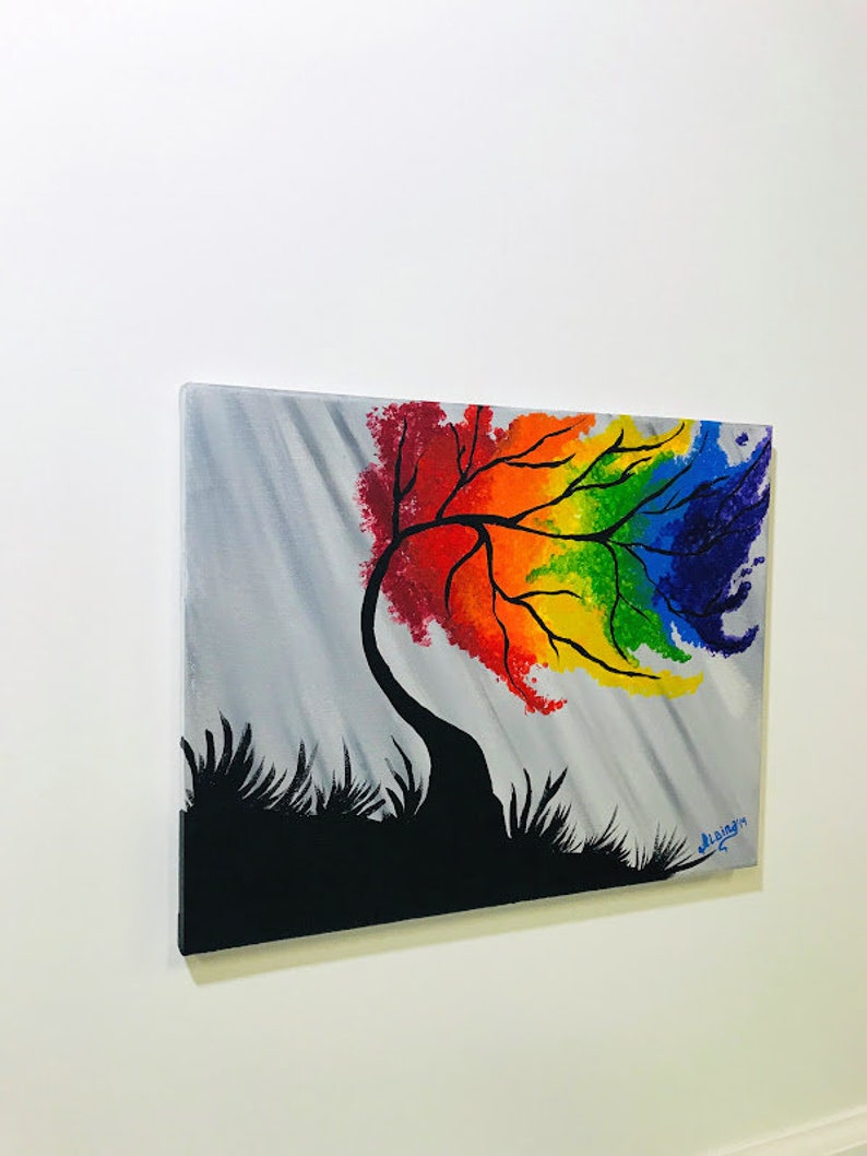 Rainbow Willow Tree | Original | Acrylic Painting| 12 X 16"| Tranquil ...