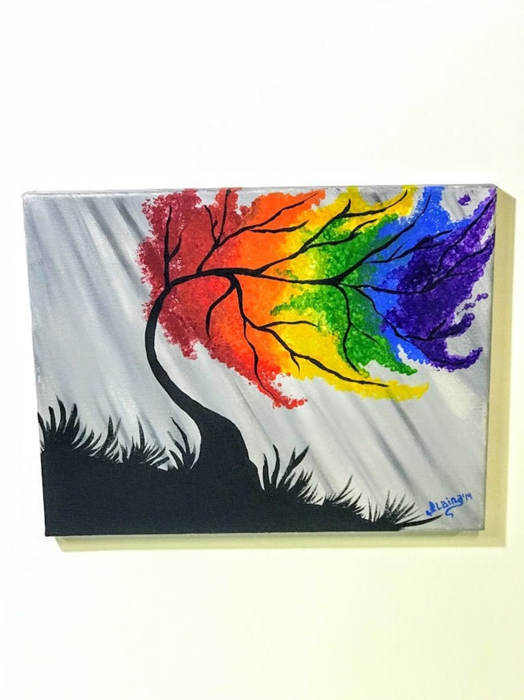 Rainbow Willow Tree | Original | Acrylic Painting| 12 X 16"| Tranquil ...