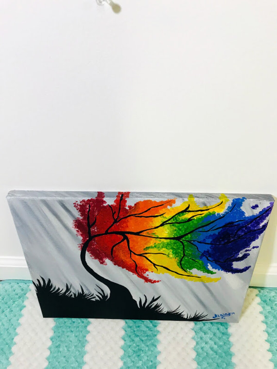 Rainbow Willow Tree | Original | Acrylic Painting| 12 X 16"| Tranquil ...