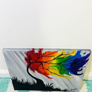 Rainbow Willow Tree | Original | Acrylic Painting| 12 X 16"| Tranquil ...