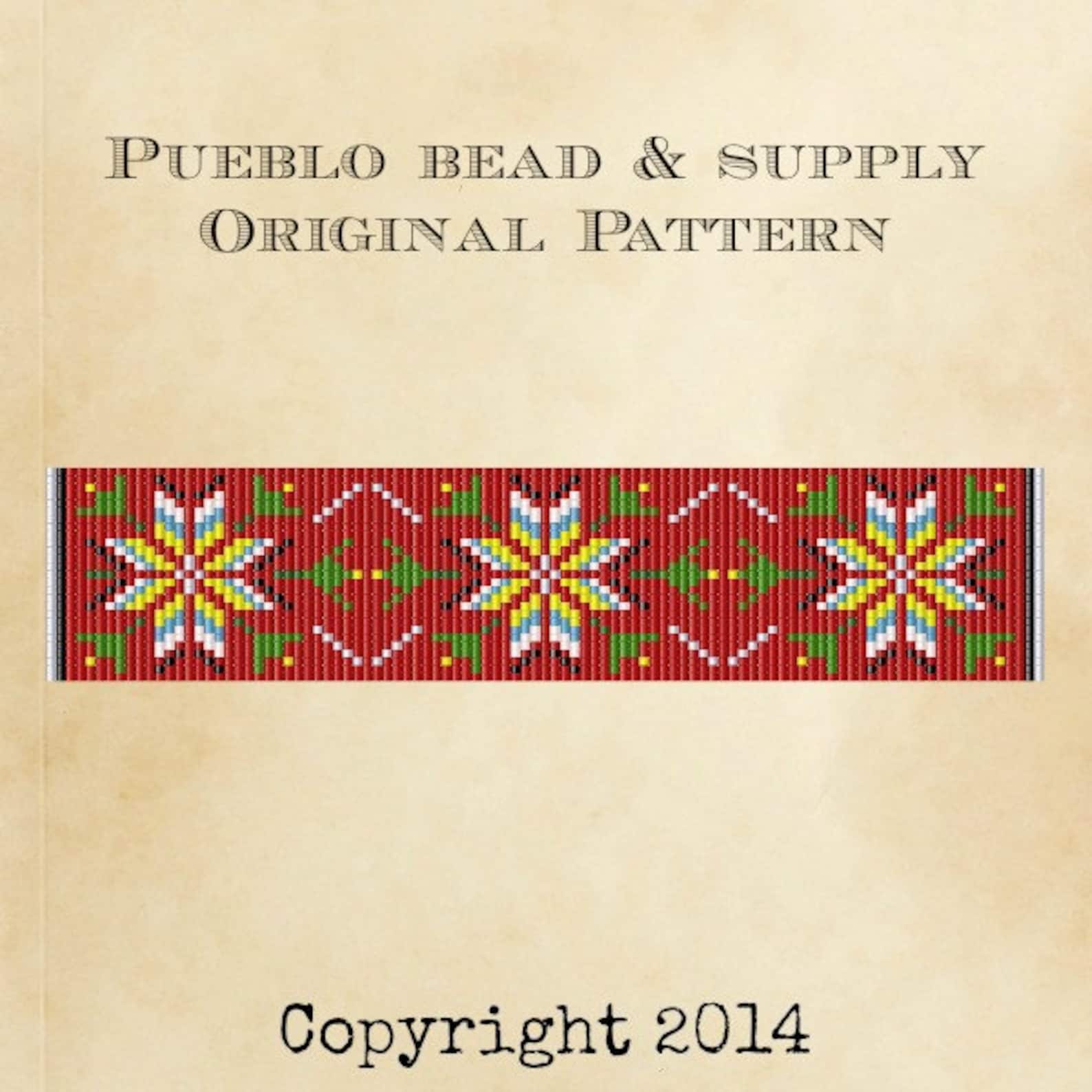 Red Star Seed Bead Pattern Loom Cuff Bracelet PDF File Beaded - Etsy