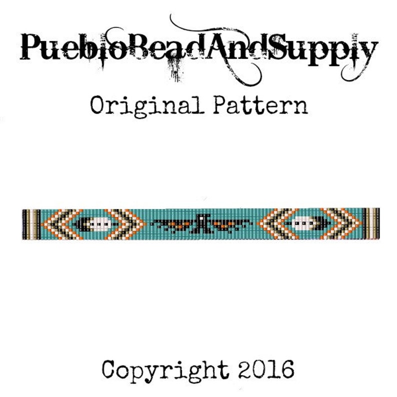 Thunderbird in Turquoise Seed Bead Pattern Loom Cuff Bracelet PDF File ...