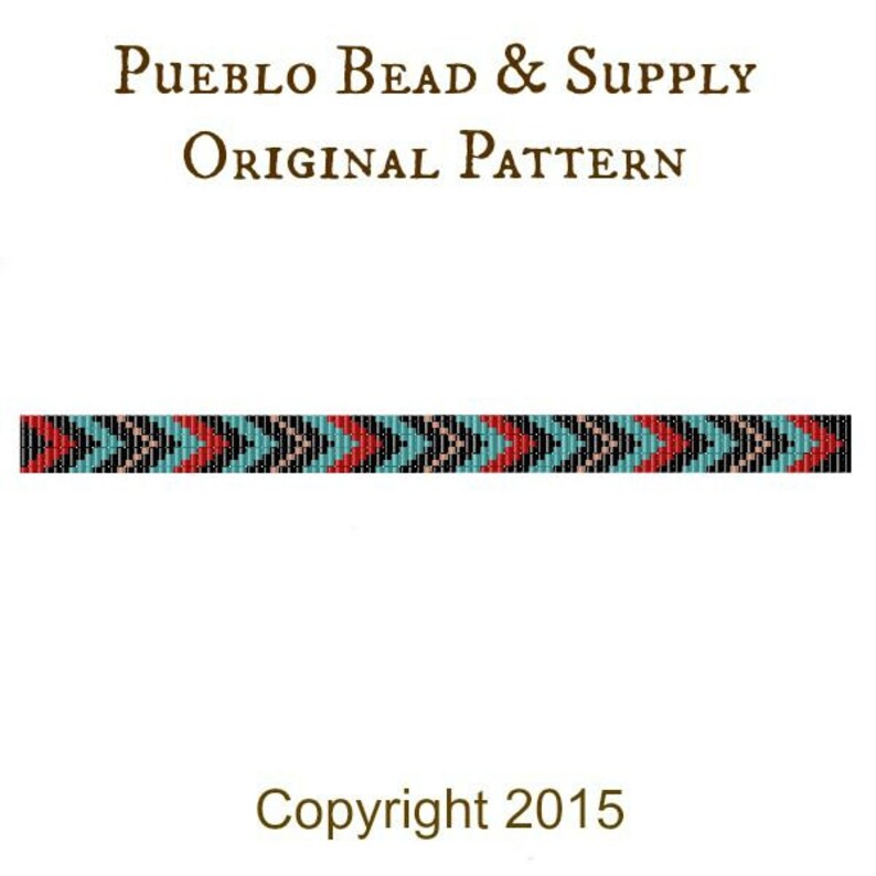 Red and Turquoise Chevron Seed Bead Pattern Loom Cuff Bracelet PDF File ...