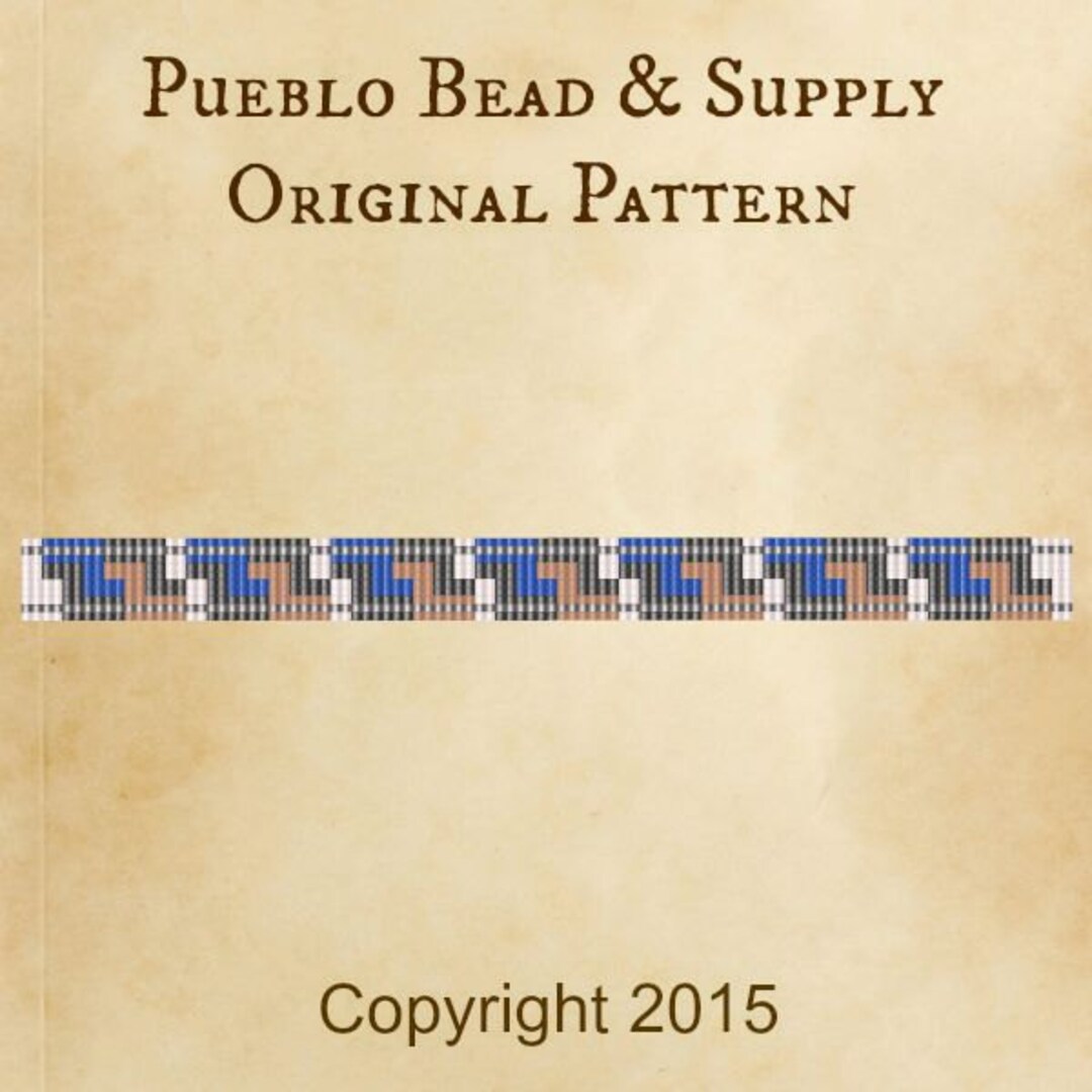 Cyan Chain Seed Bead Pattern Loom Cuff Bracelet PDF File Beadle ...