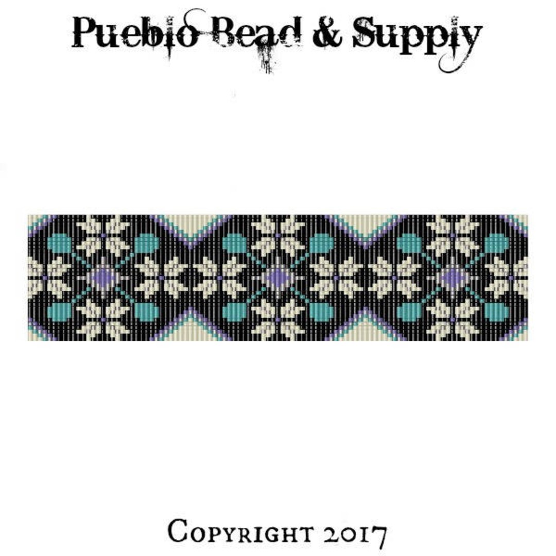 Purple Pinwheel Seed Bead Pattern Loom Cuff Bracelet PDF File Beaded ...