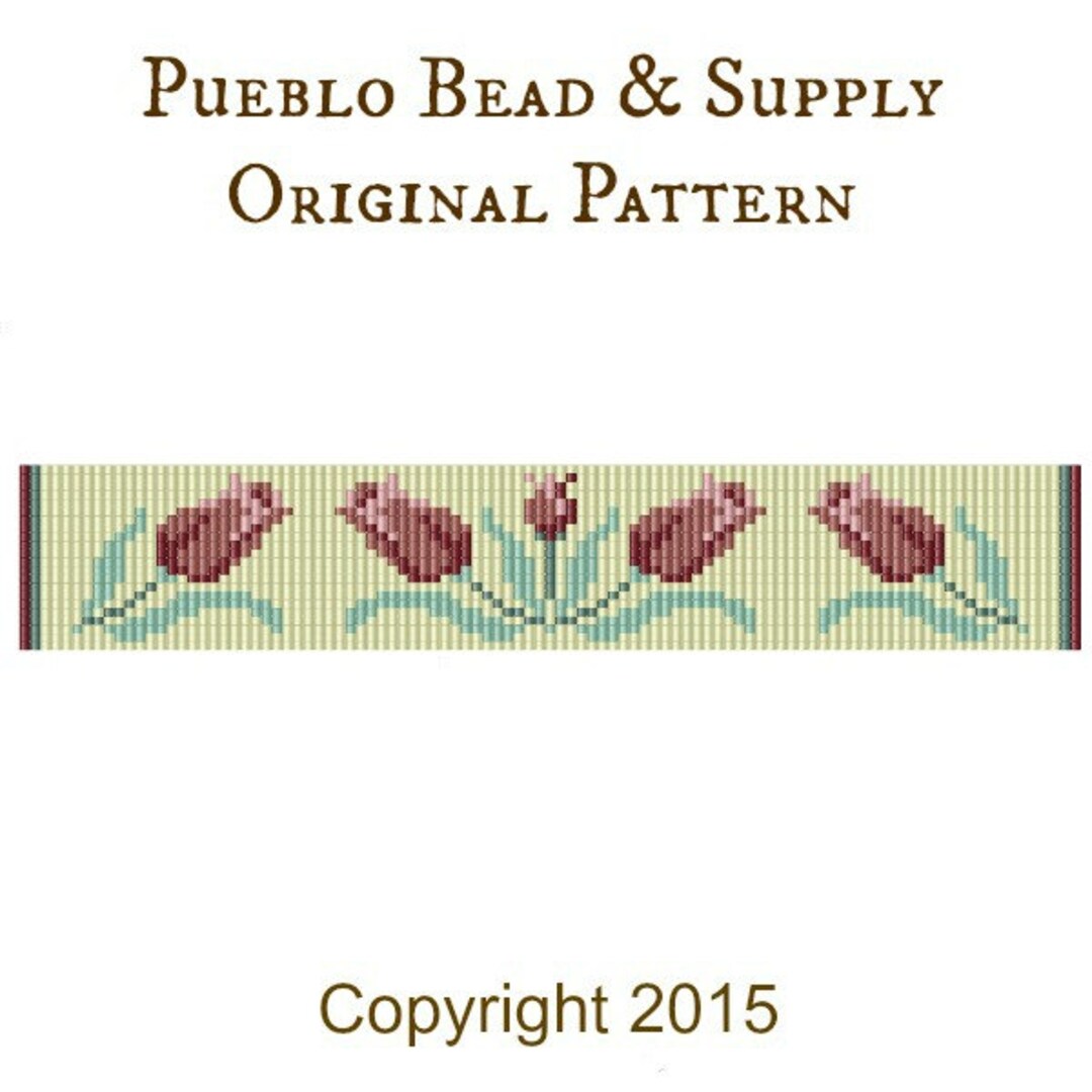 Tulip Bouquet Seed Bead Pattern Loom Cuff Bracelet PDF File Beaded ...