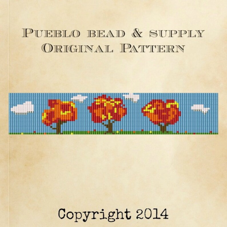 Autumn Trees Silver Lining Seed Bead Pattern Loom Cuff Bracelet PDF ...