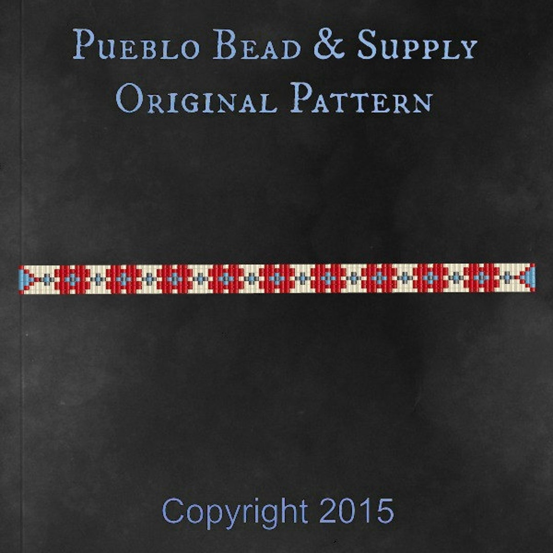 Red Flower Seed Bead Pattern Loom Cuff Bracelet PDF File Beaded ...