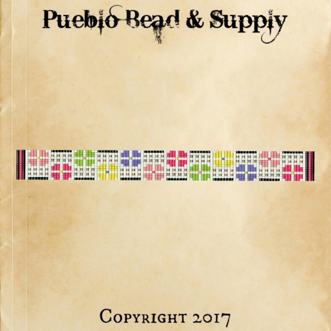 Neon Flowers Seed Bead Pattern Loom Cuff Bracelet PDF File Beaded ...