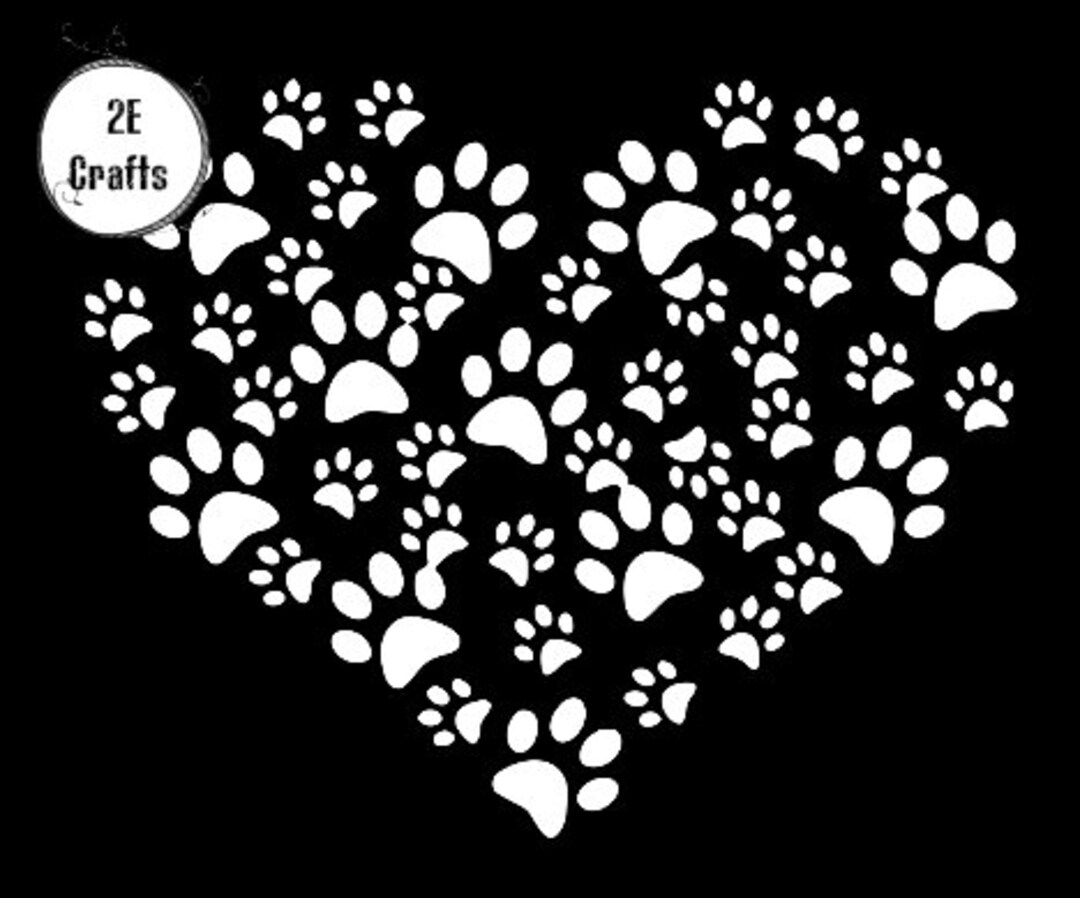 Dog Print Heart SVG - Etsy