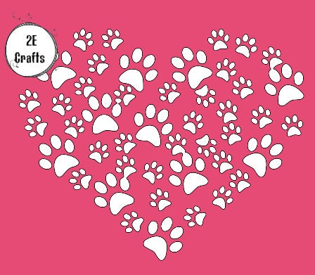 Dog Print Heart SVG - Etsy