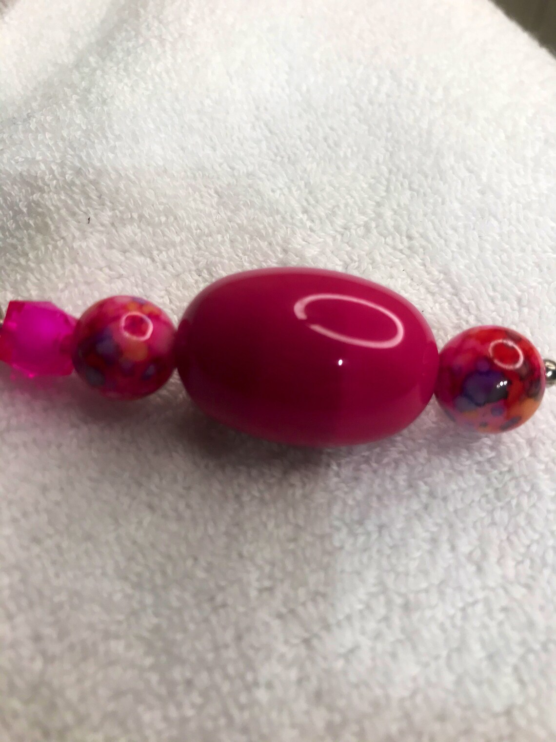 PINK Key Chain/charm. Large Pink Center Bead. 2 Smaller Marble - Etsy