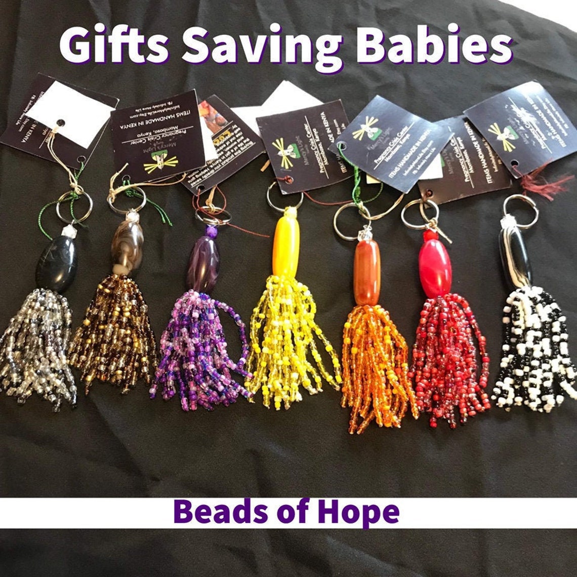 PINK Key Chain/charm. Large Pink Center Bead. 2 Smaller Marble Pink ...