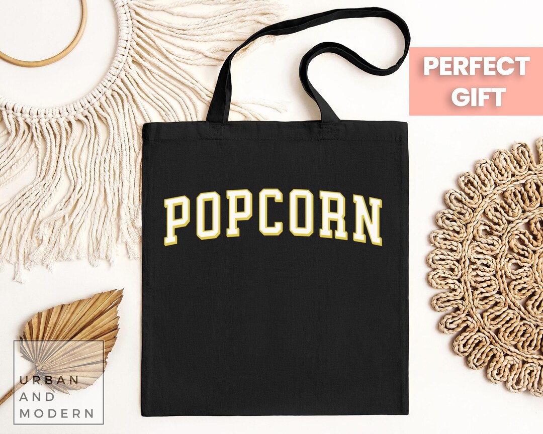 Popcorn Tote Bag, Popcorn Lover, Popcorn Bag, Movie Lover, Movie Gift ...