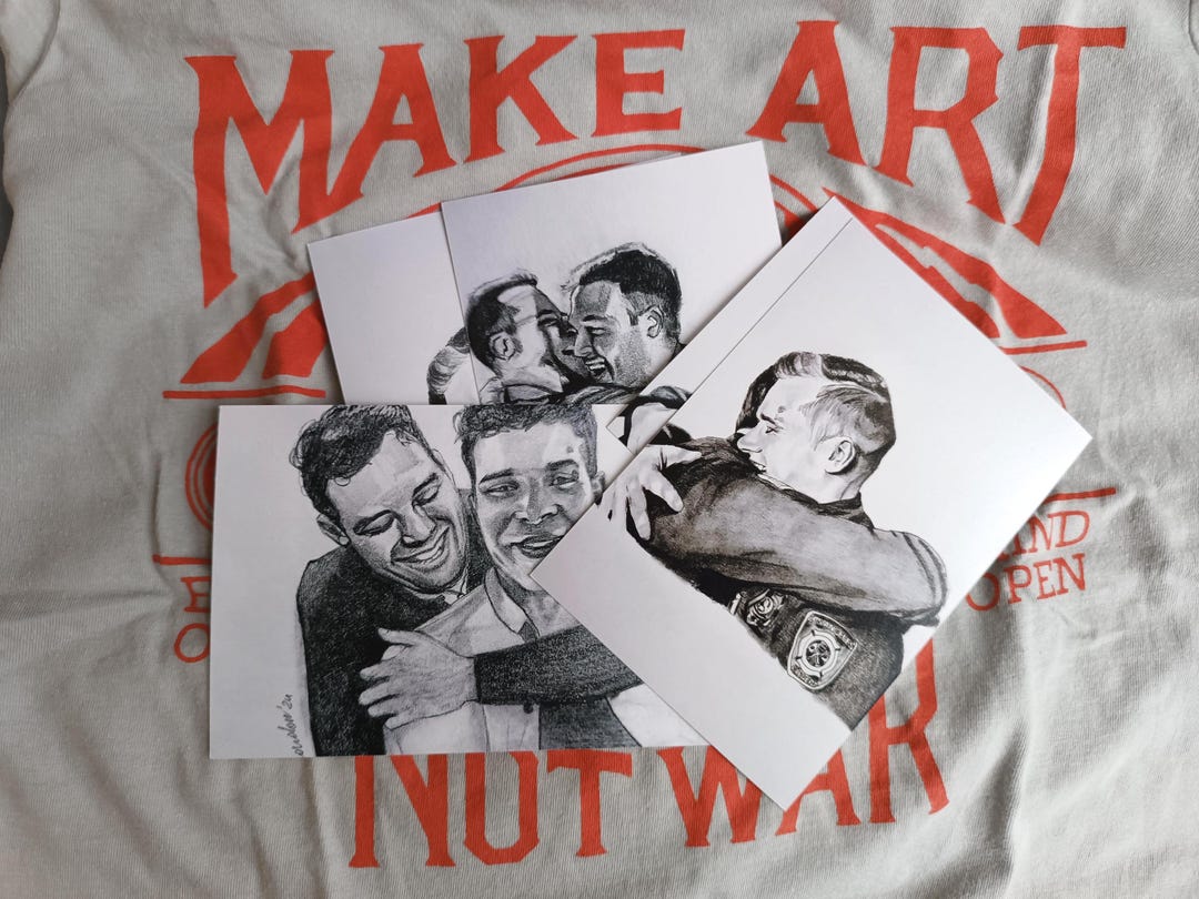Buck and Eddie Hug Black and White PRINTS: Buddie Chiaroscuro Black and ...