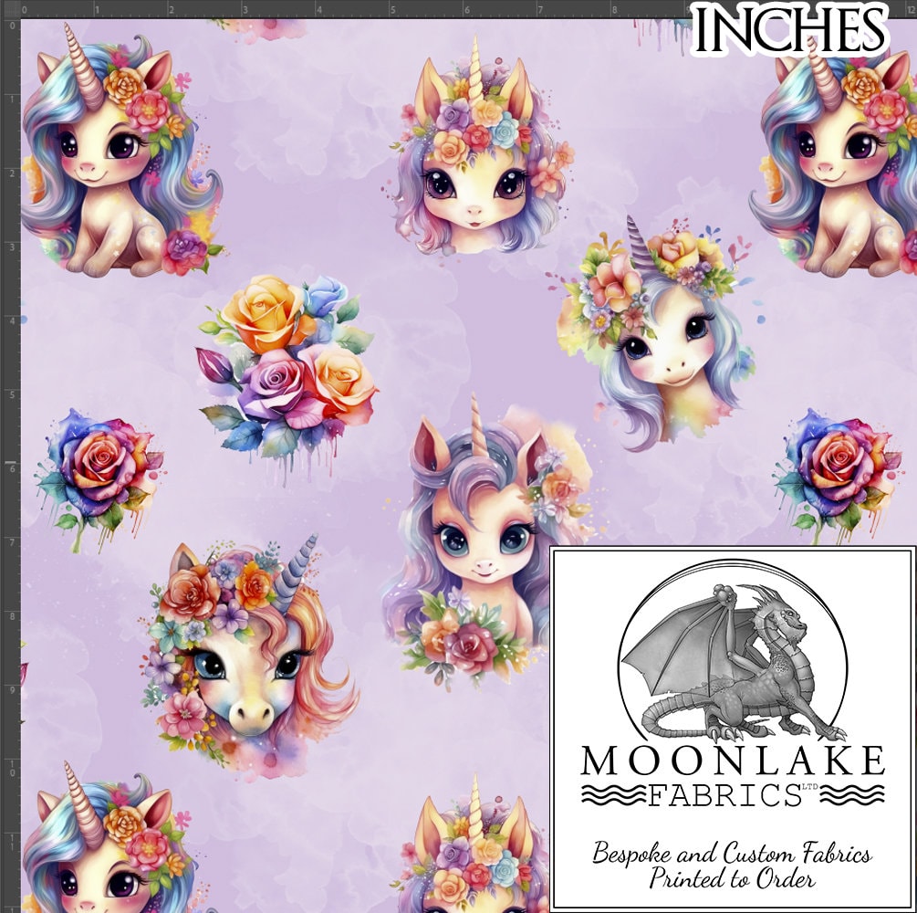 Rainbow Unicorns With Blended Background 100% Quality Cotton Poplin ...