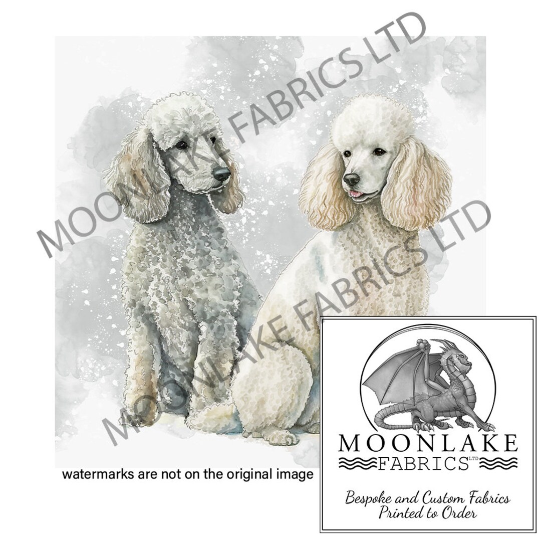 Two Poodles Grey and White Poodle Dogs 100% Natural Cotton or 290gsm ...