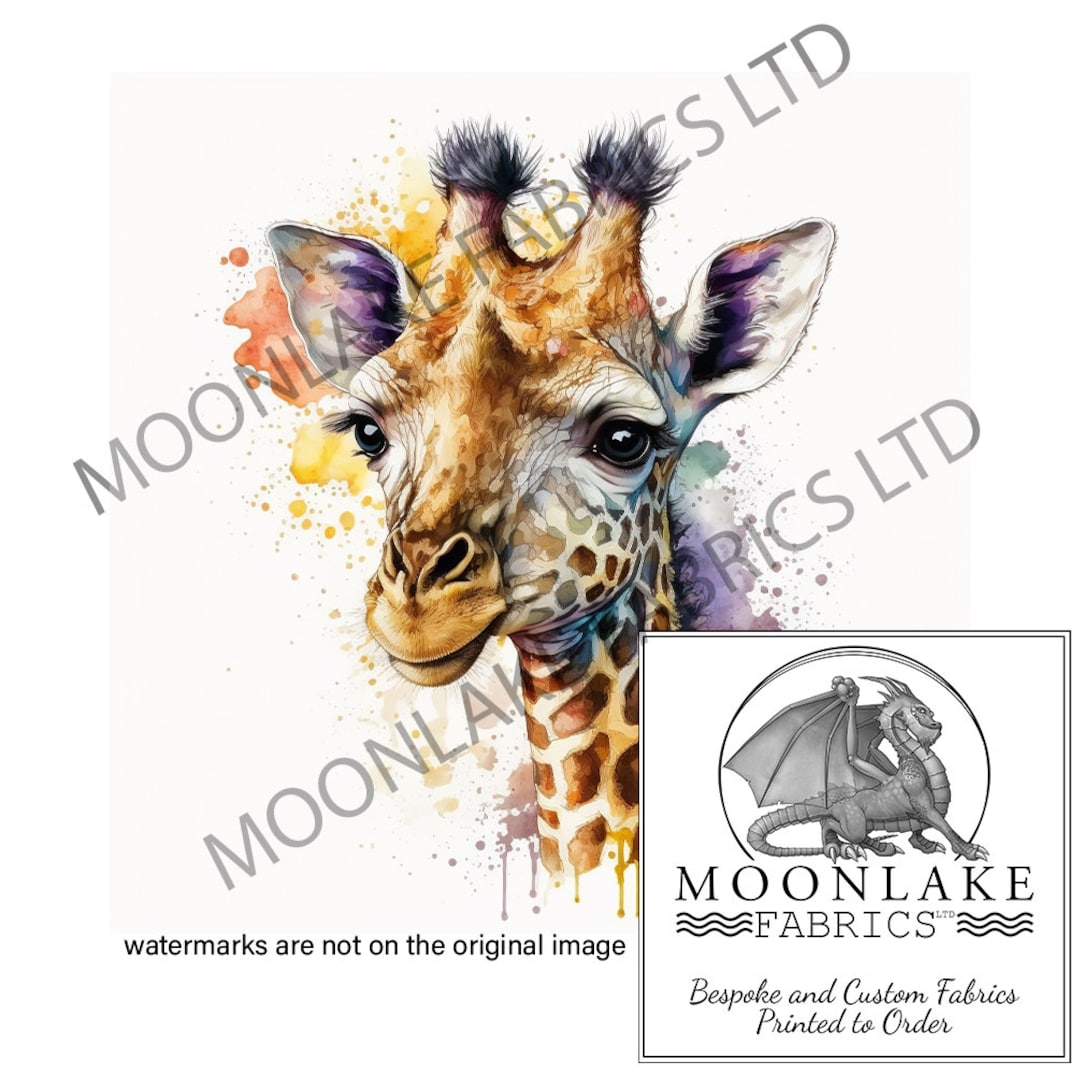 Giraffe Baby Calf Colour Splatters 100% Natural Cotton or 290gsm Thick ...