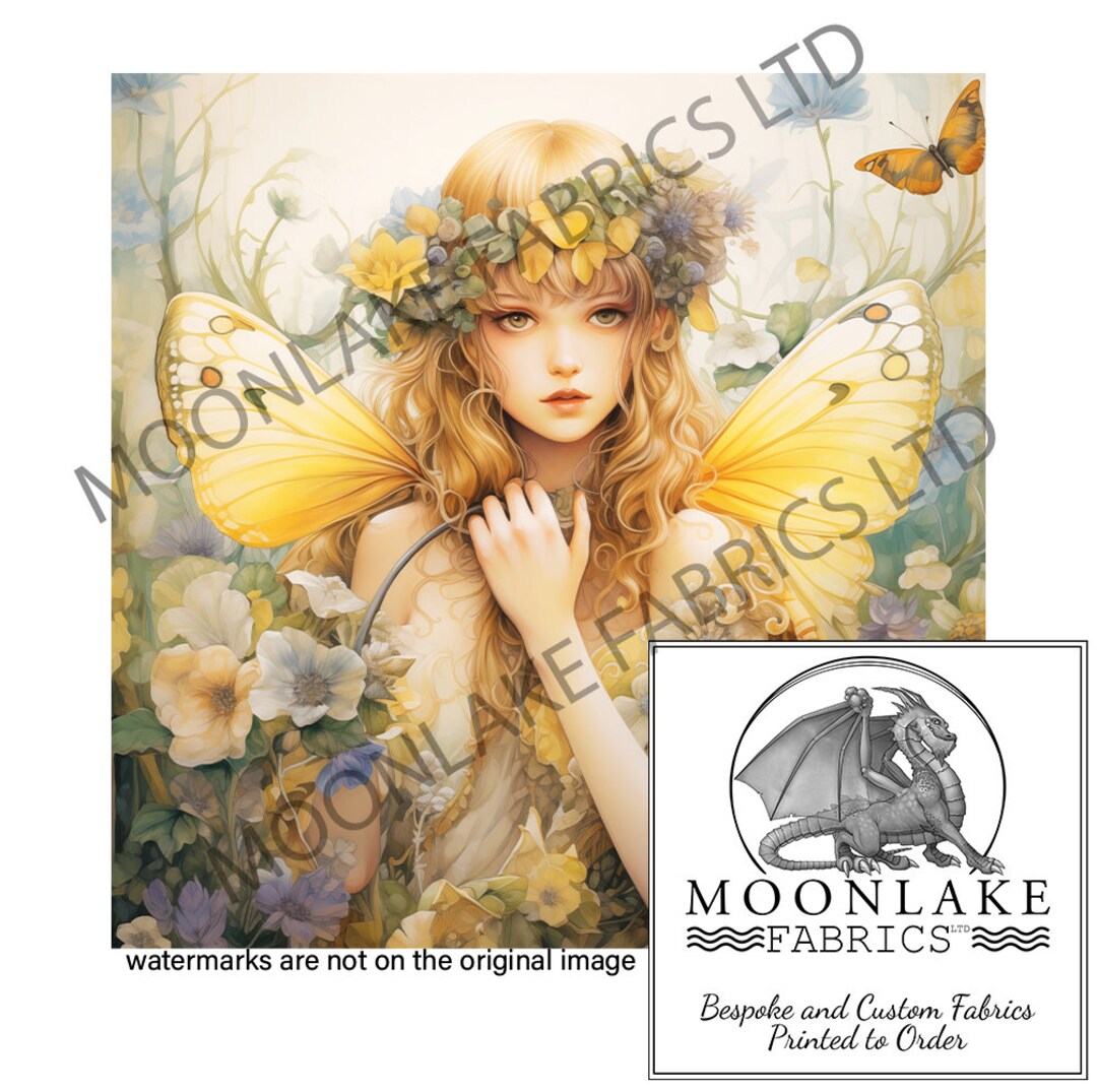 Fairy Fantasy Art "annwr" Fabric Craft Panels 100% Cotton or Polyester ...