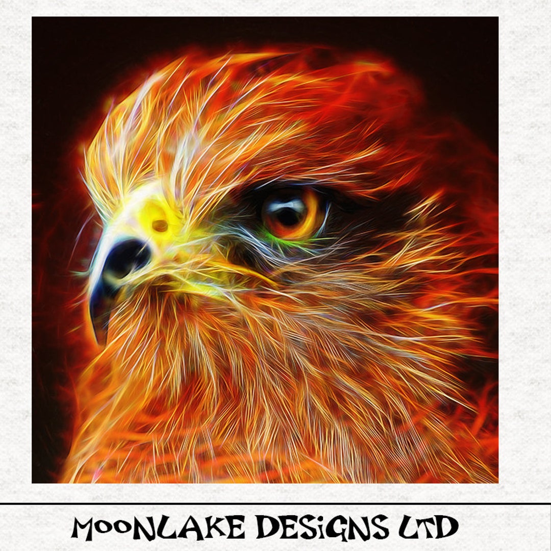 Hawk, Fractal Hawk | Fabric Craft Panels in 100% Cotton or Polyester - Etsy