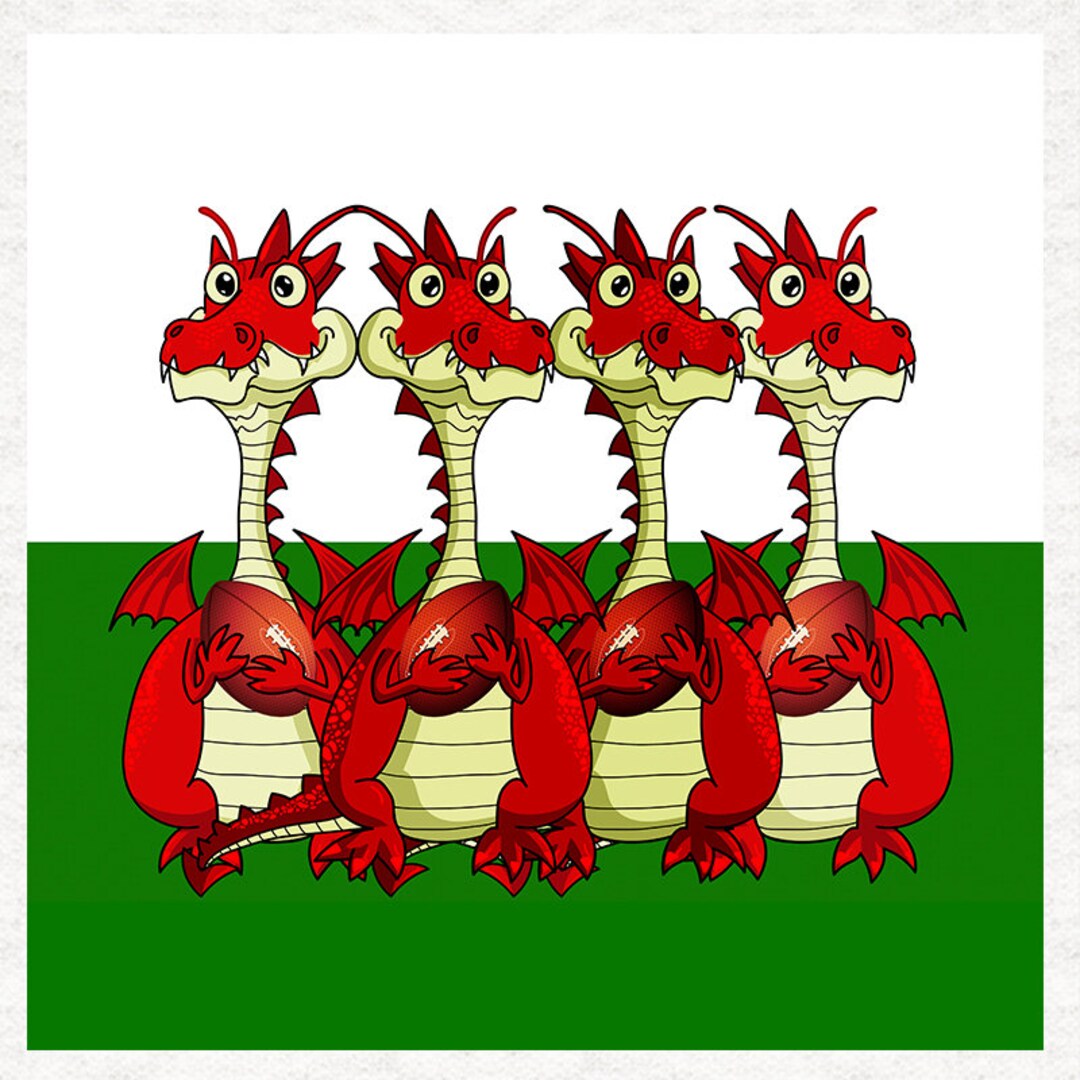 Welsh Dragon, Four Rugby Player Dragon's | Fabric Craft Panels in 100% ...