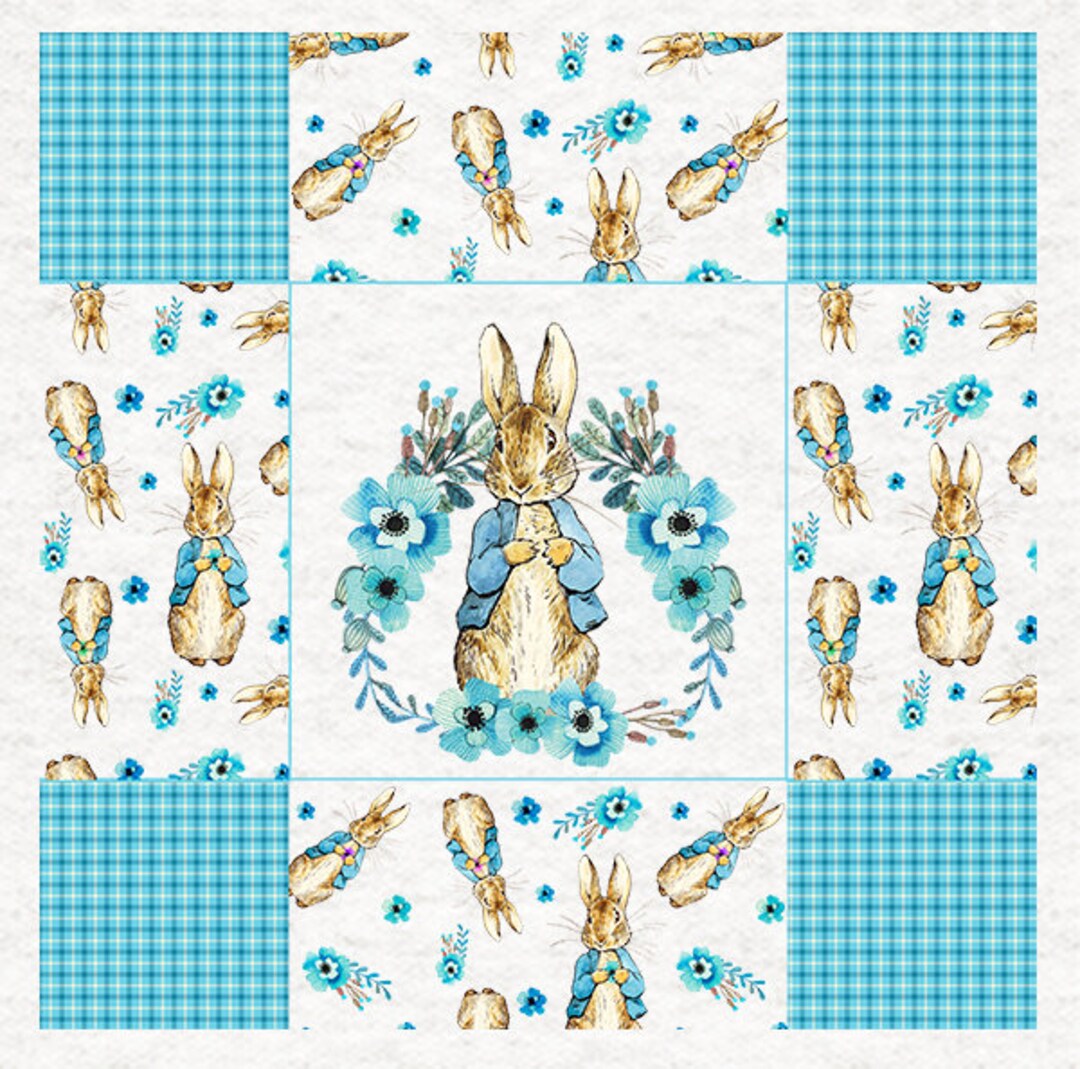 Beatrix Potter Peter Rabbit Gingham Fabric Craft Panels 100% Cotton or ...
