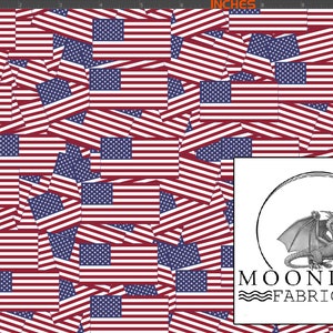 USA Flags Tossed All Over Pattern, Fabric 100% Cotton 130gsm Poplin ...