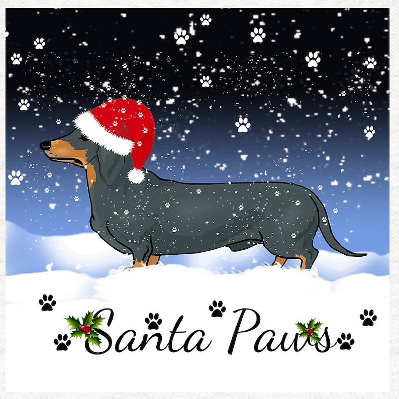 Dachshund Santa Paws, Christmas Fabric Craft Panels in 100% Cotton or ...