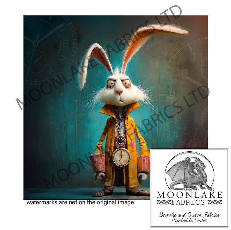 The White Rabbit Rage and Time Fabric Craft Panels in 100% Cotton or ...