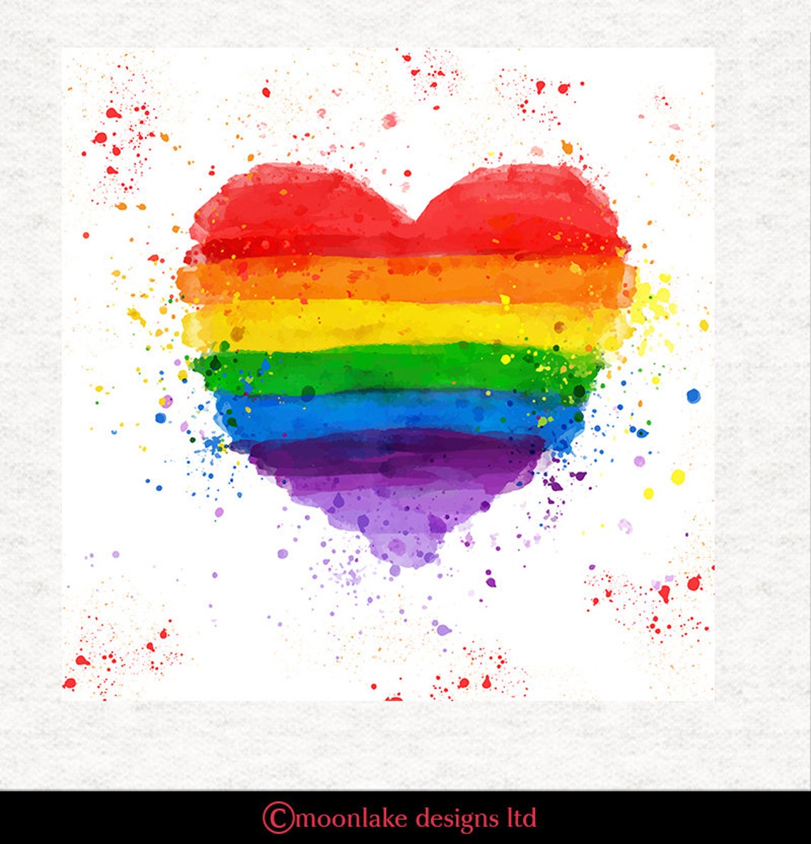 Gay Pride LGBT Art. Watercolor Splatter Heart Fabric Panel - Etsy