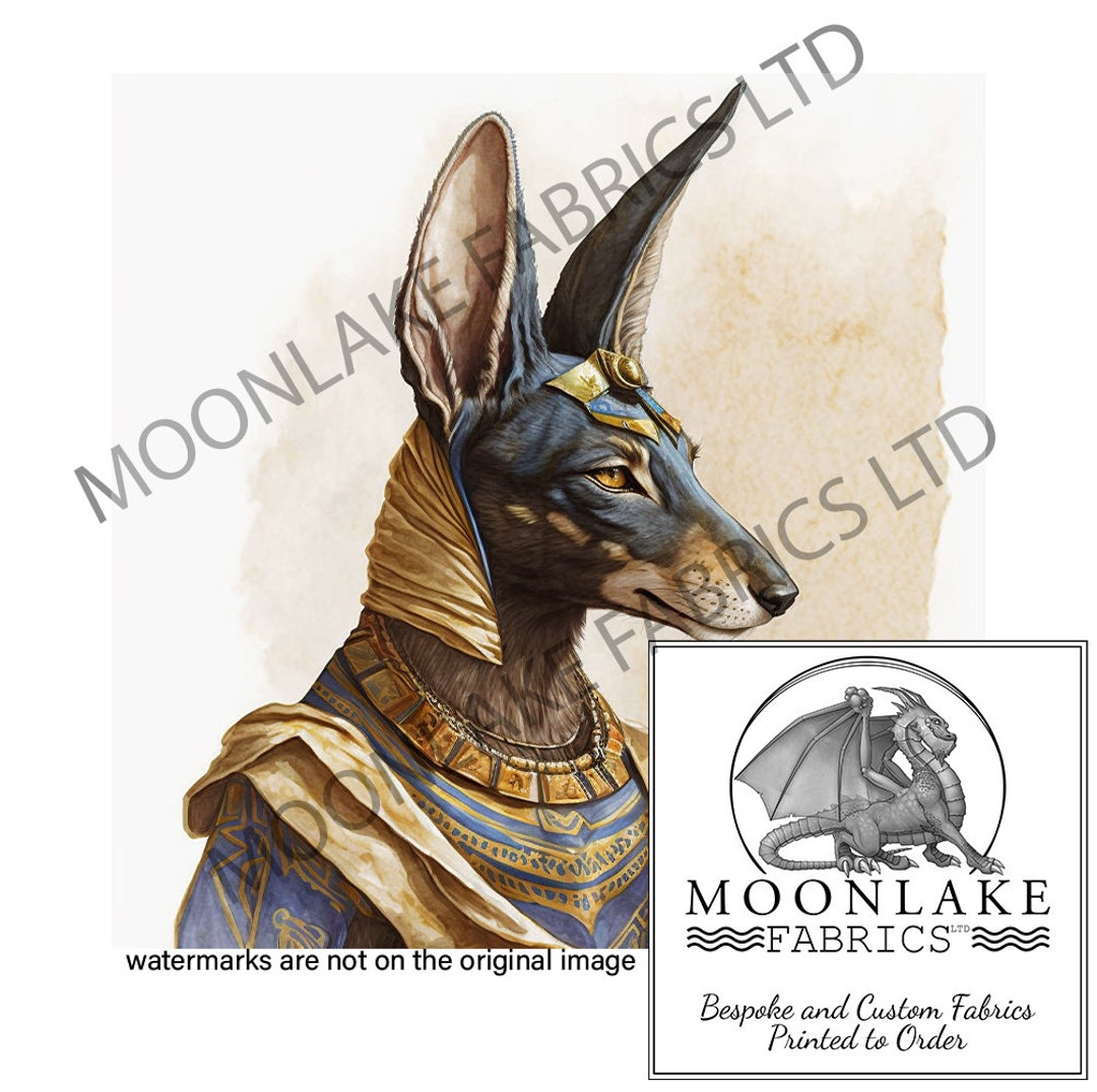 Anubis Portrait Egypt Fabric Craft Panels in 100% Cotton or Polyester ...