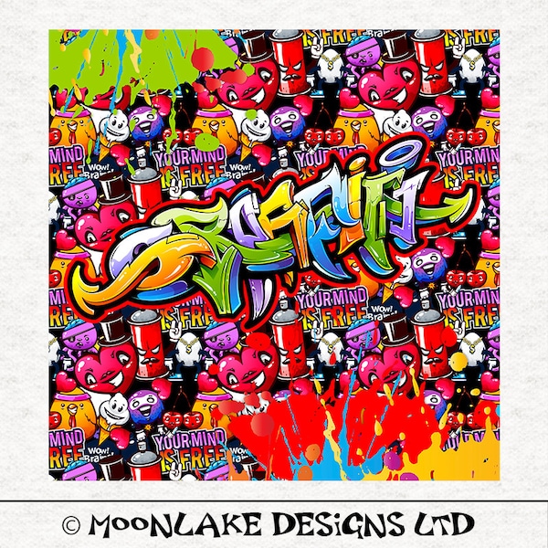 Graffiti Fabric - Etsy UK