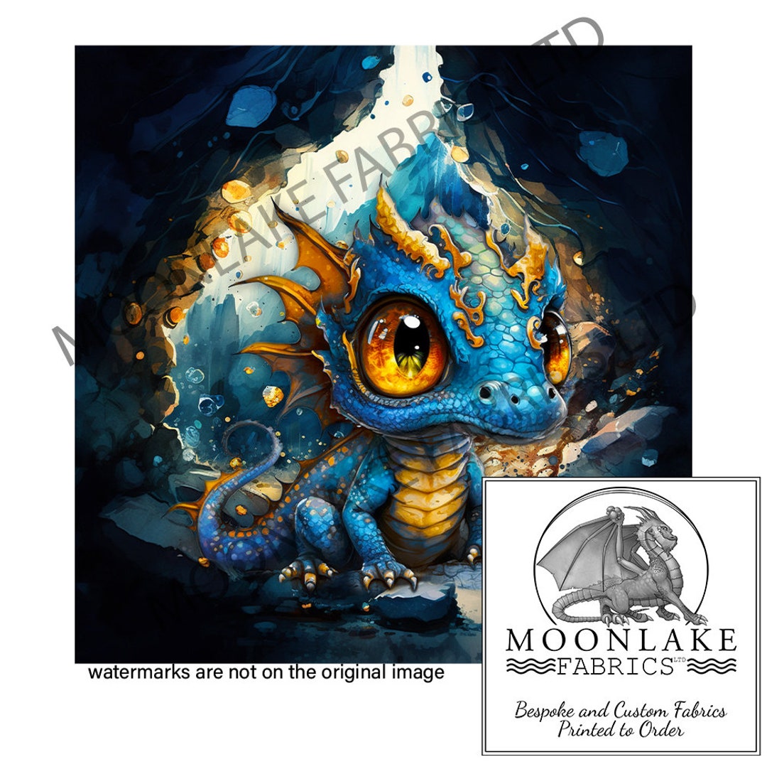 Aeron Blue Water Dragon Hatchling 100% Natural Cotton or 290gsm Thick ...