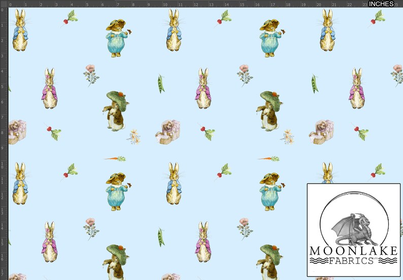 Beatrix Potter Multi Friends Panel Benjamin Tom Tiggy Flopsy - Etsy