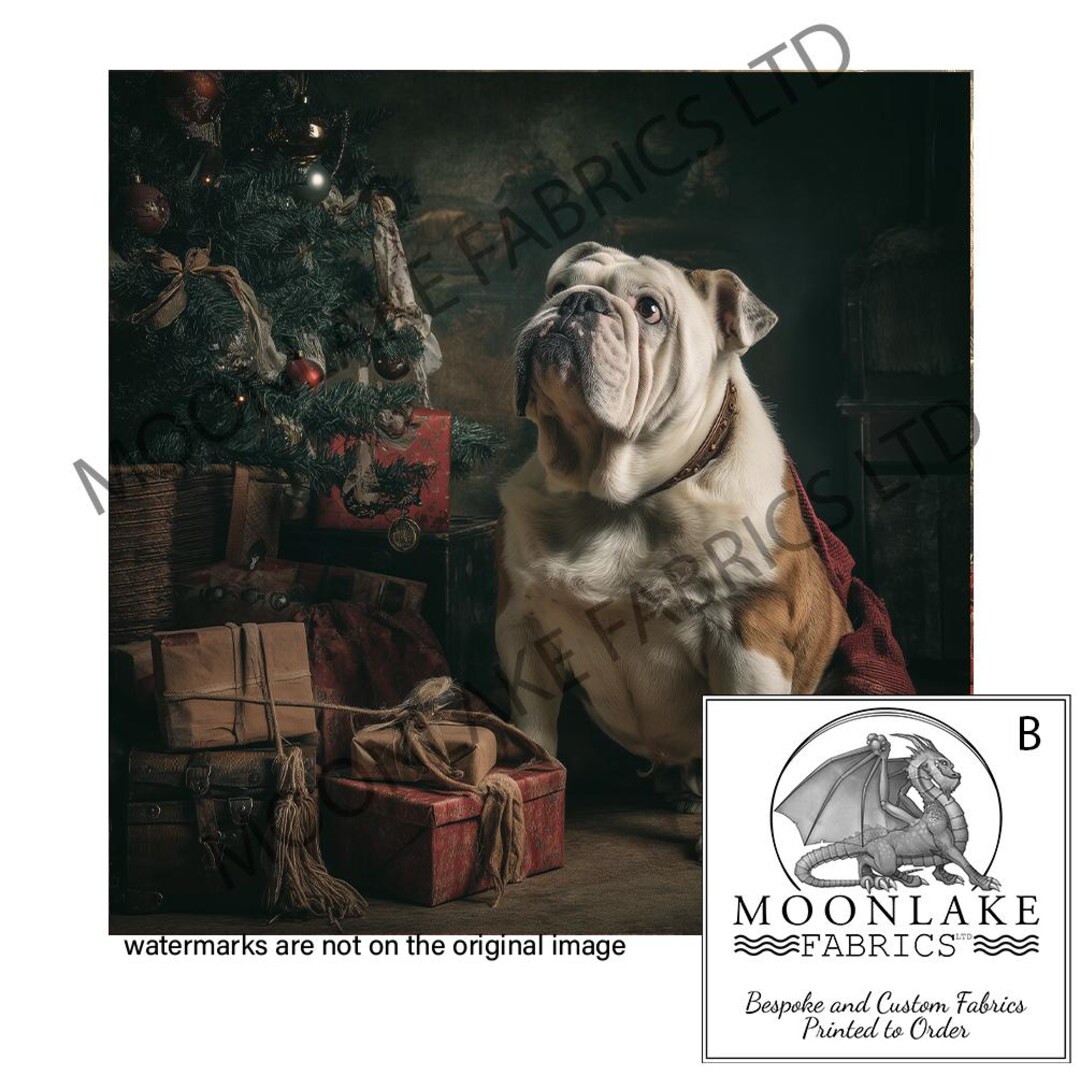 Bulldog Vintage Painted Style B Christmas 100% Natural Cotton or 290gsm ...