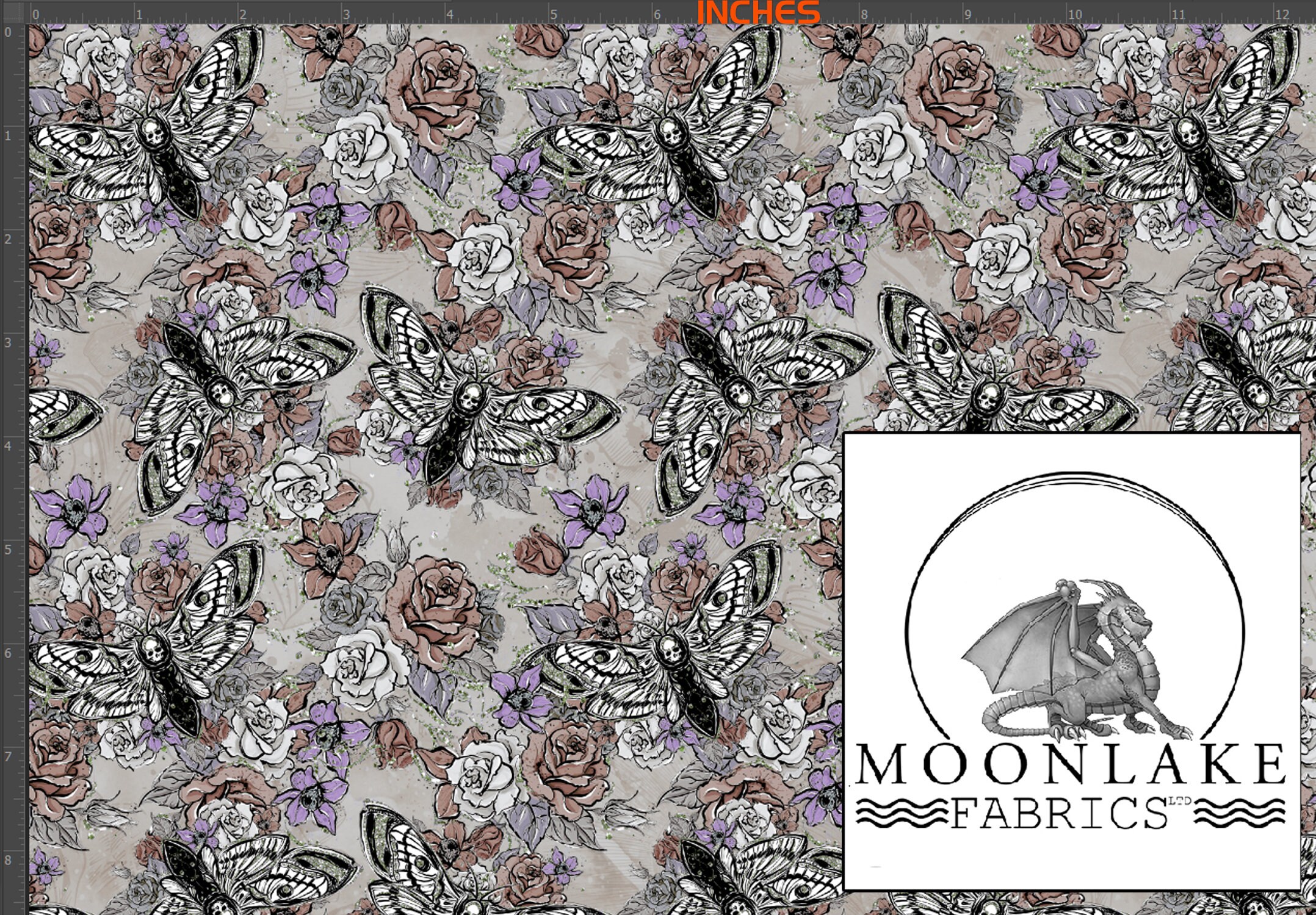 Gothic Night Wish Collection Death Moth Fabric 100% Cotton 130gsm ...