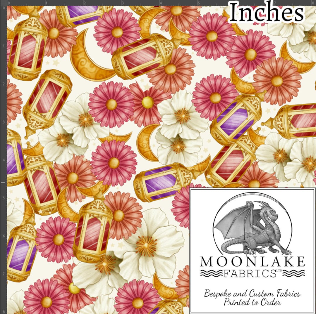 Ramadan Eid Repeat Pattern 100% Cotton 130gsm Sewing Fabric - Size: 111 ...