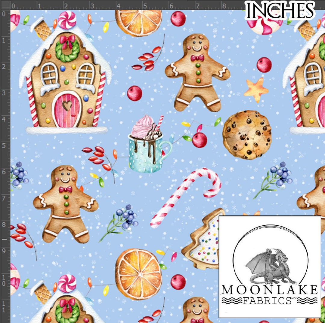 Gingerbread Houses and Bits Repeat Fabric 100% Quality Cotton 130gsm ...