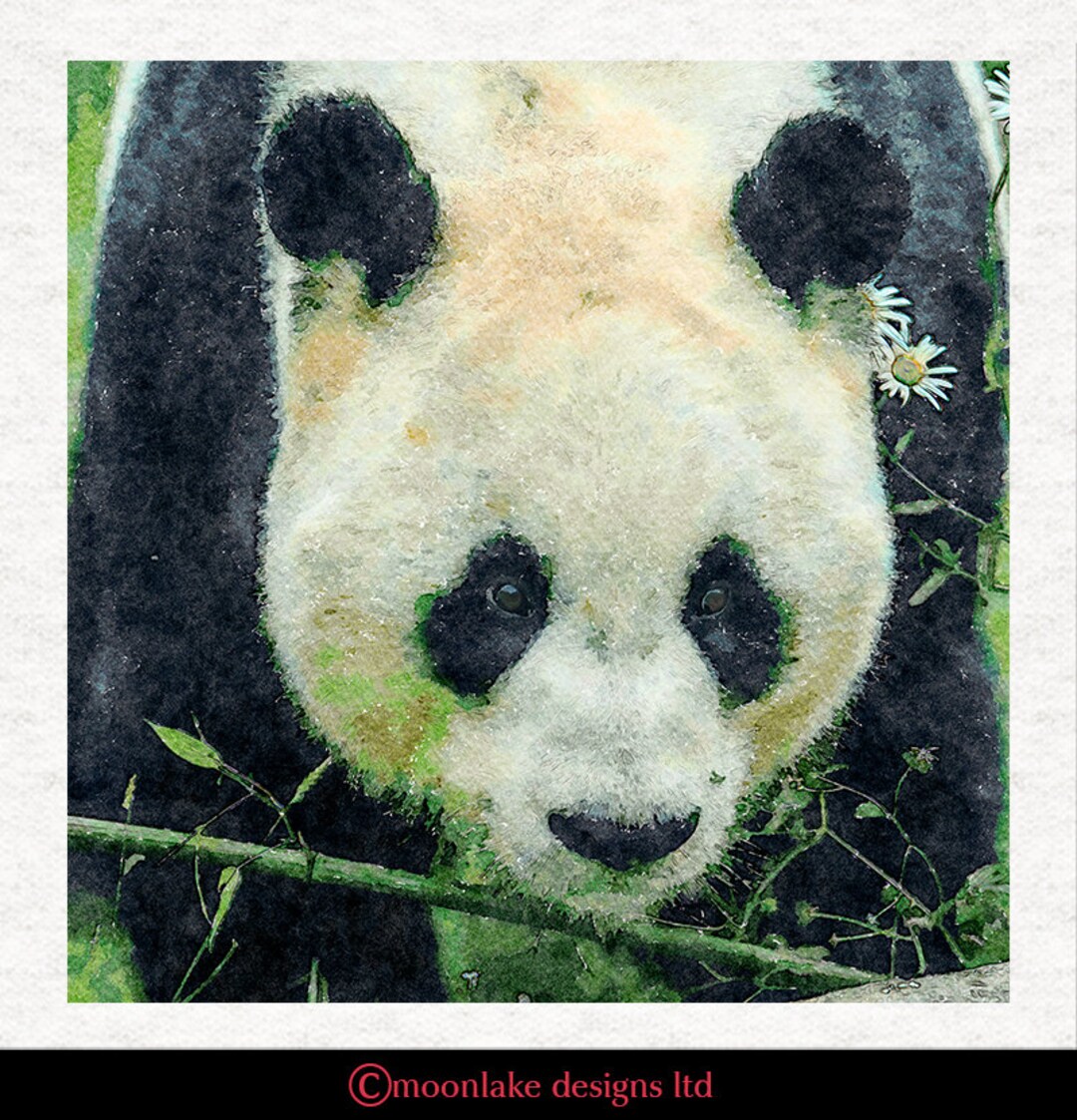 Panda Watercolour Print | Fabric Craft Panels in 100% Cotton or ...