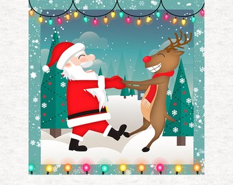 Dancing Santa Fabric - Etsy