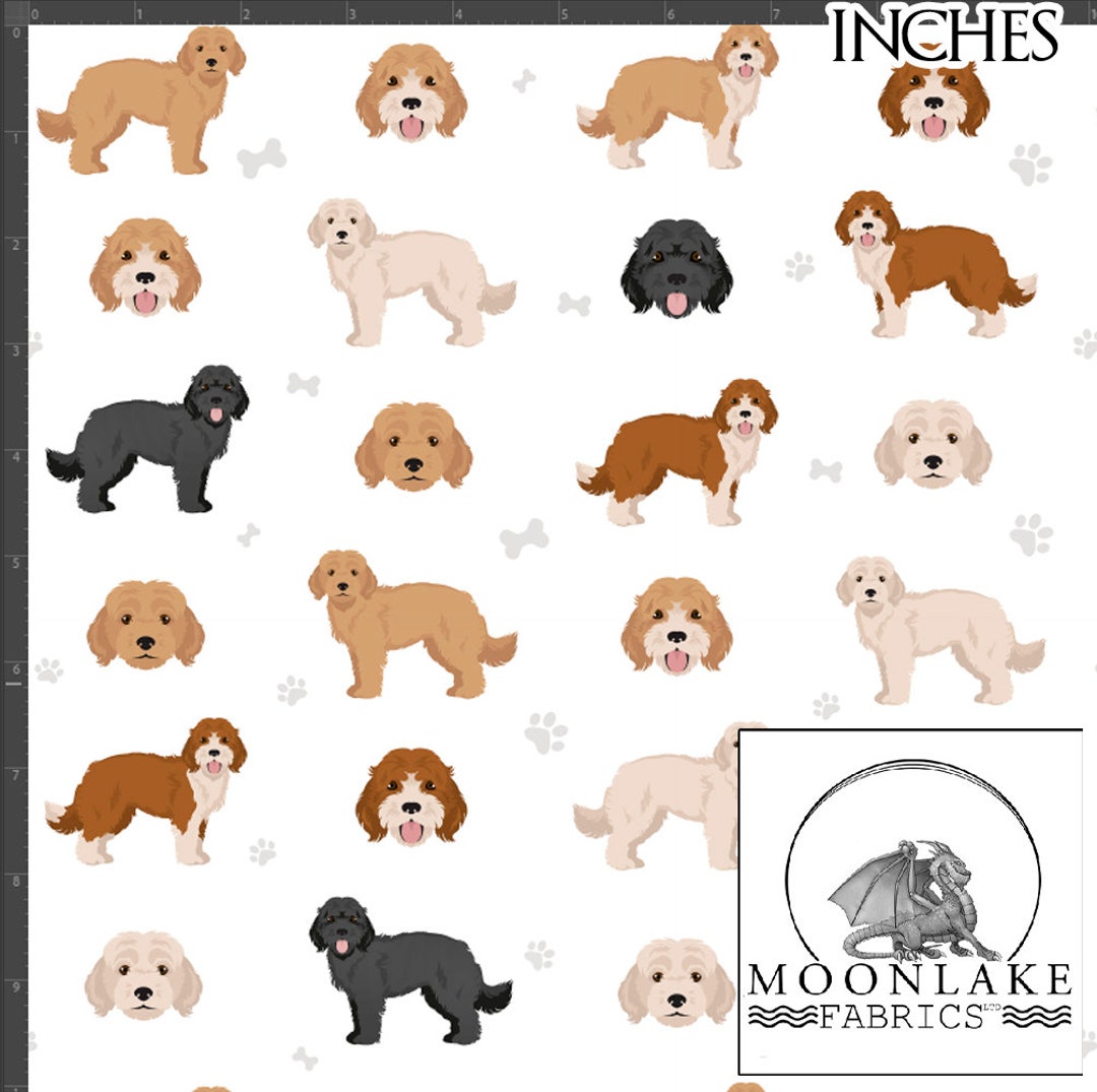 Cockapoo Repeat Pattern 100% Quality Cotton Fabric- Size: 111.39cm Wide ...