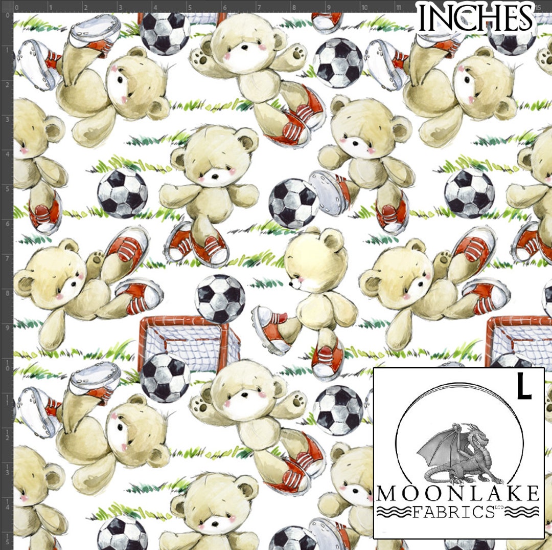 Football Soccer Bears 100% Light Quality Cotton 130gsm Size: 111.39cm ...