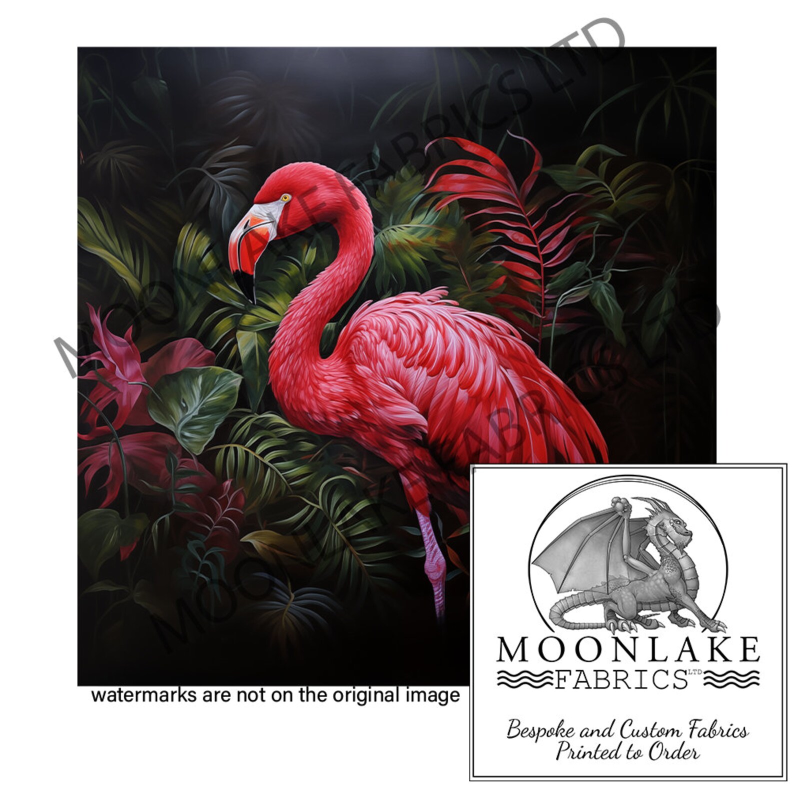 Flamingo Tropical Leaf Fabric Craft Panels in 100% Cotton or Polyester ...