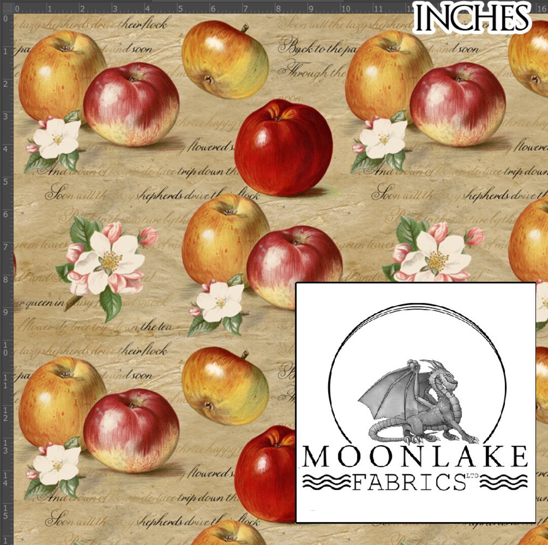 Vintage Style Apple Fabric 100% Quality Cotton Poplin Fabric *exclusive ...
