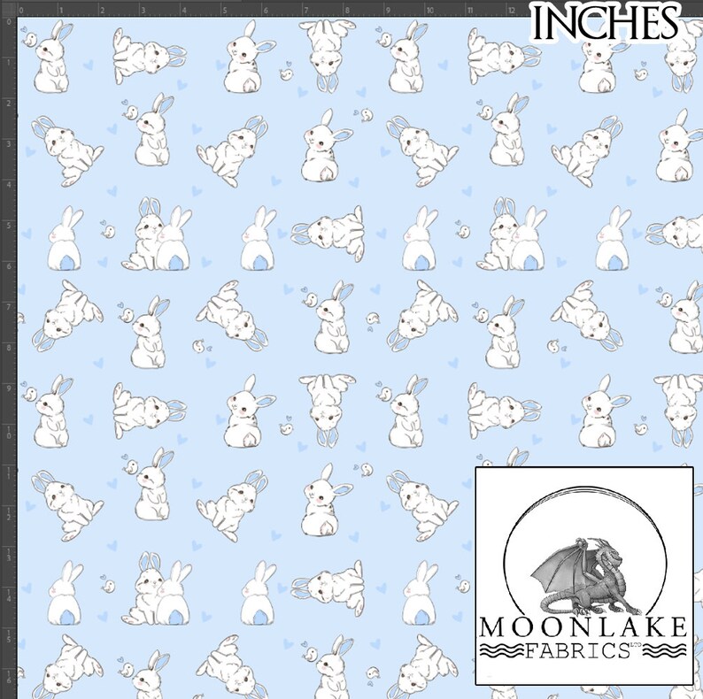Rabbit Scatter Pattern Cute Bunnies 100% Quality Cotton Poplin Fabric ...