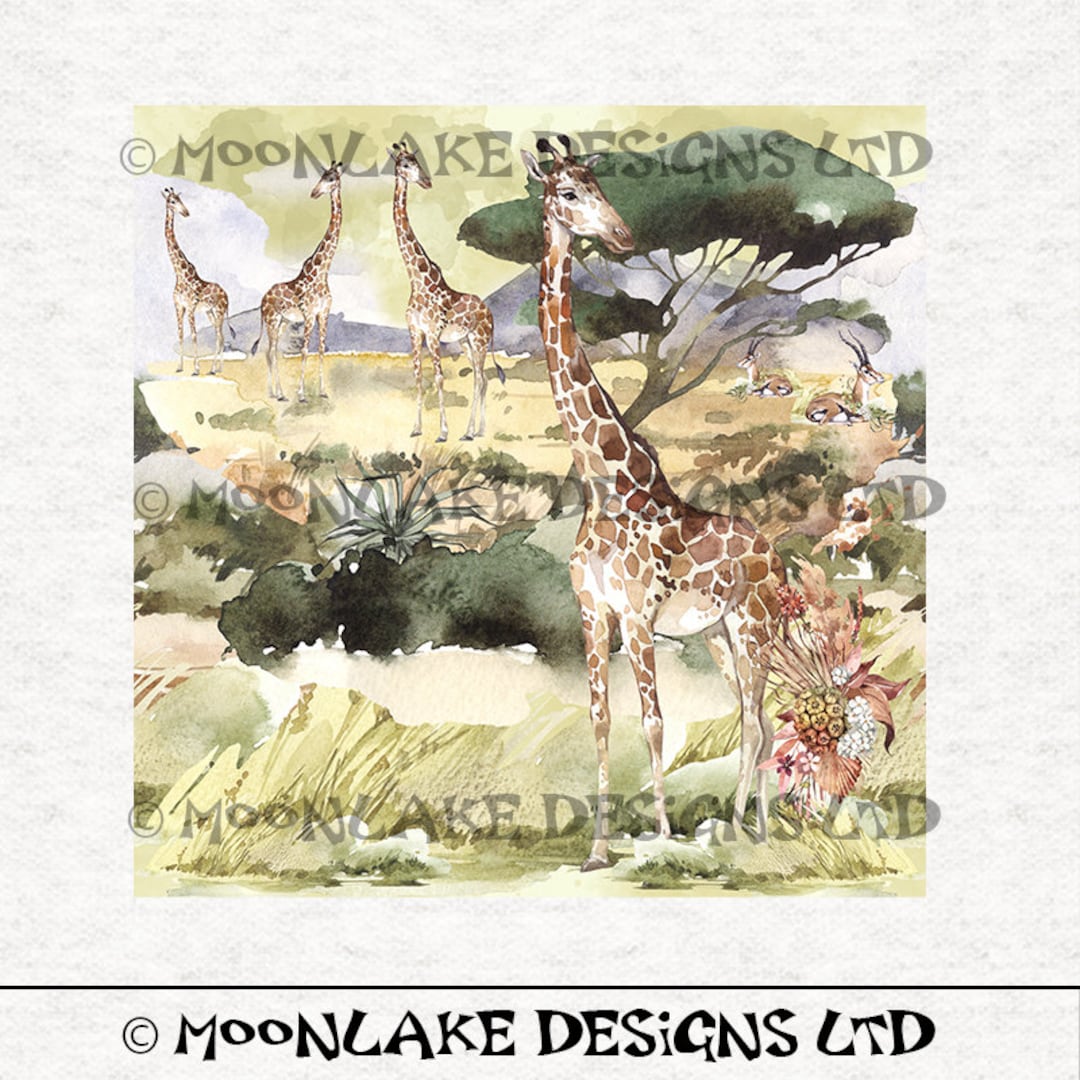 Savanna Giraffe Fabric Panel Square 100% Cotton or Polyester - Etsy