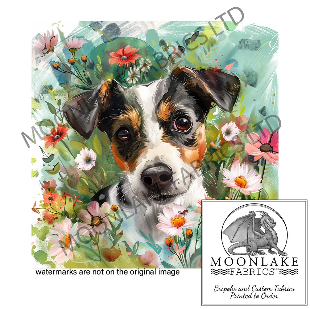 Jack Russell Floral Tri Color 100% Natural Cotton or 290gsm Thick Soft ...