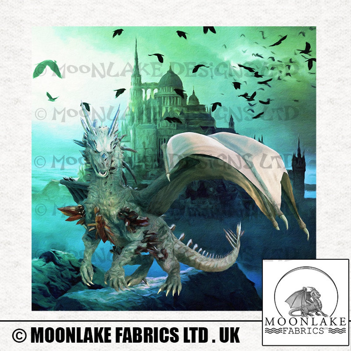 Gem Dragon Fantasy Fabric Craft Panel Square in 100% Cotton or - Etsy