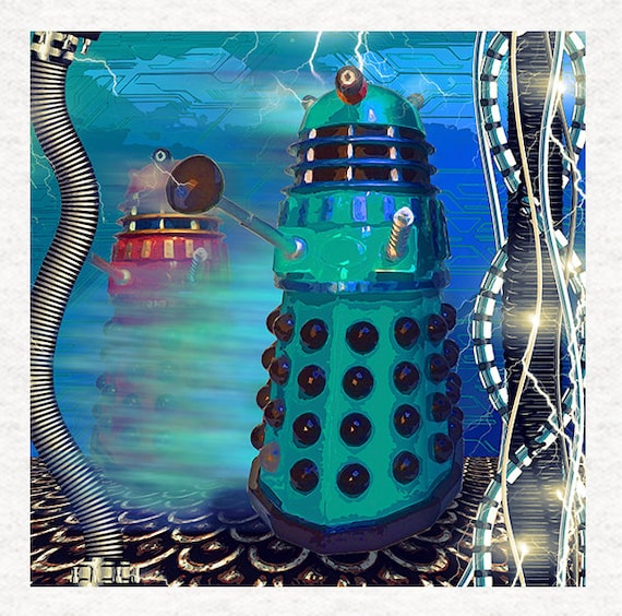 Dalek Watercolour Woodcut Print Fabric Craft Panels in 100% | Etsy