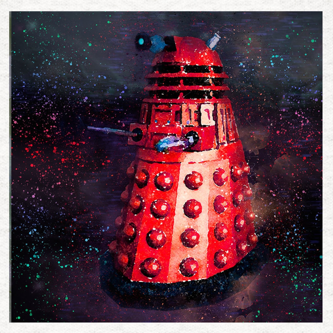 Dalek, Red Grunge Watercolour Splatter. Fabric Craft Panels in 100% ...
